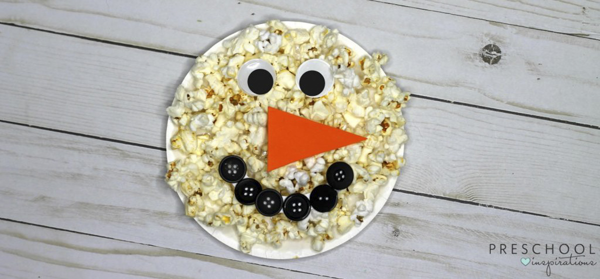 Paper Plate Snowman Craft with a Popcorn Twist - Preschool Inspirations